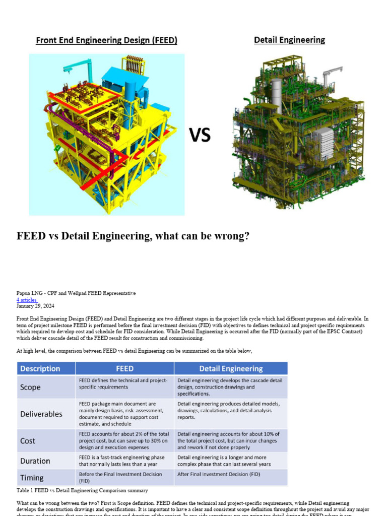 FEED vs Detail Engineering Challenges | PDF | Reliability Engineering ...