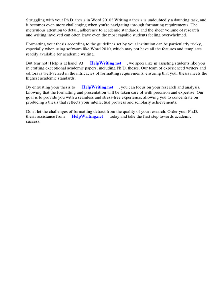 Phd Thesis Template Word 2010 | PDF | Thesis | Microsoft Word
