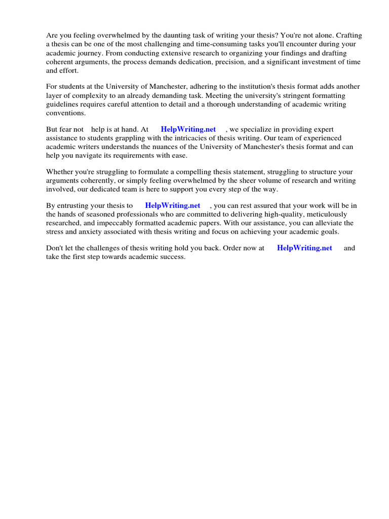 University of Manchester Thesis Format | PDF | Thesis | English As A Second Or Foreign Language