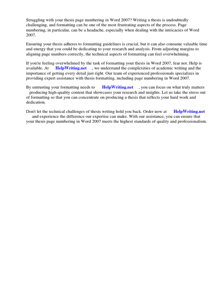 Thesis Page Numbering in Word 2007 | PDF | Thesis | Paragraph