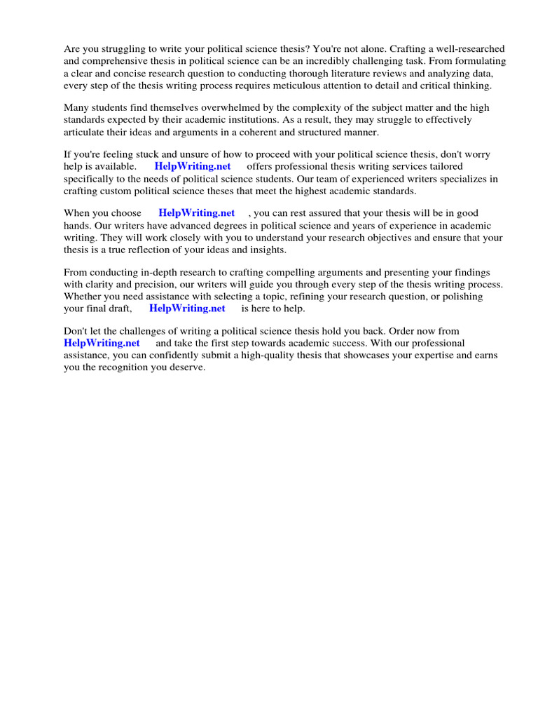 Political Science Thesis Sample | PDF | Thesis | Science