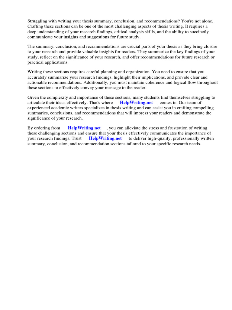 How to Write Summary Conclusion and Recommendation in Thesis | PDF | Essays | Academic Publishing