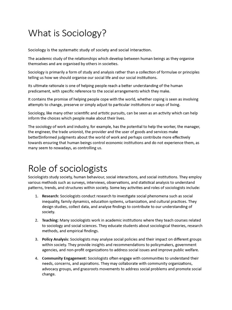 Unit1-Sociology Notes | PDF | Sociology | Industrial Revolution