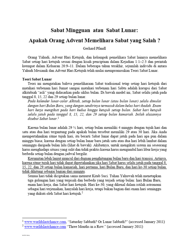 Teori Sabat Lunar: Analisis dan Bantahan | PDF