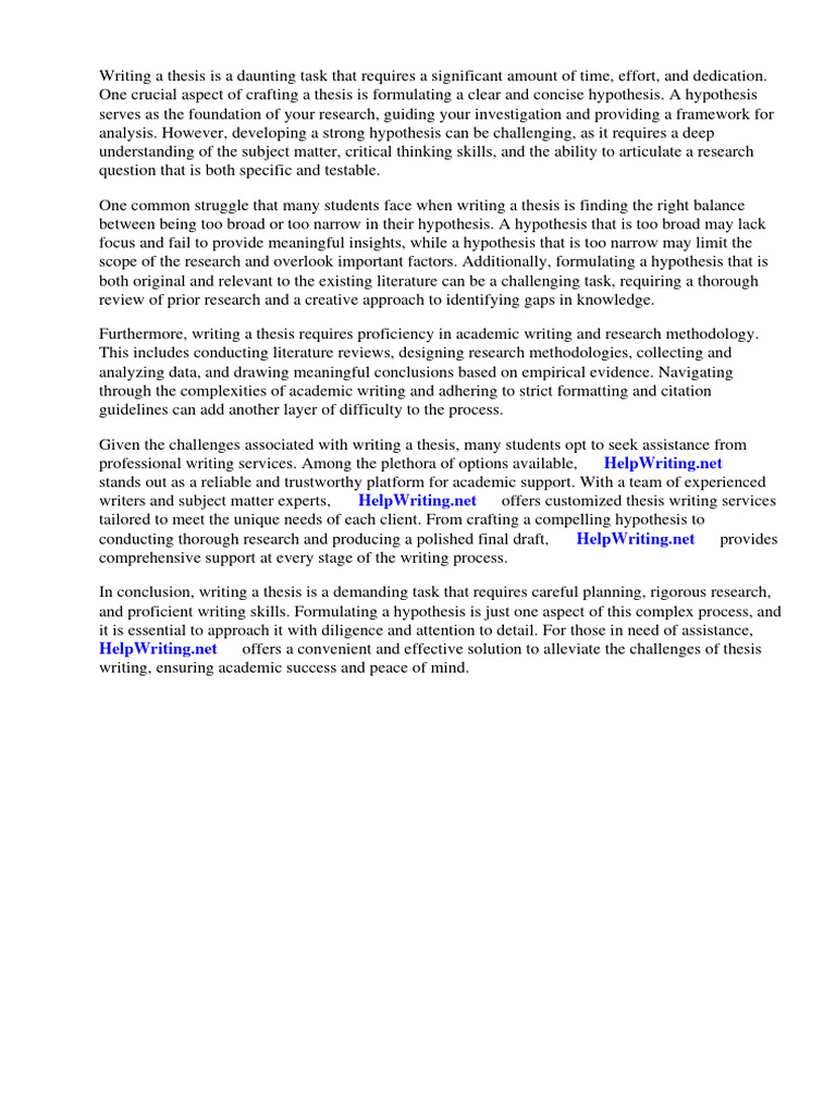 Example of Hypothesis in Research Writing | PDF | Hypothesis ...