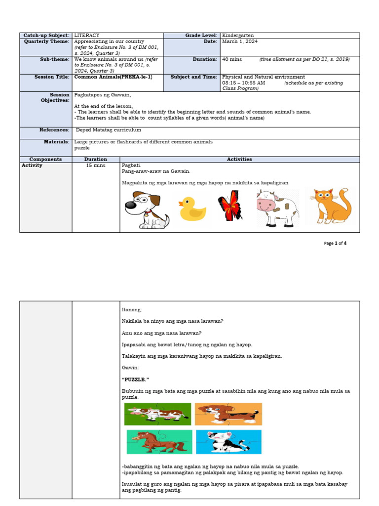 Kinder Catch Up Friday Lesson Plan | PDF