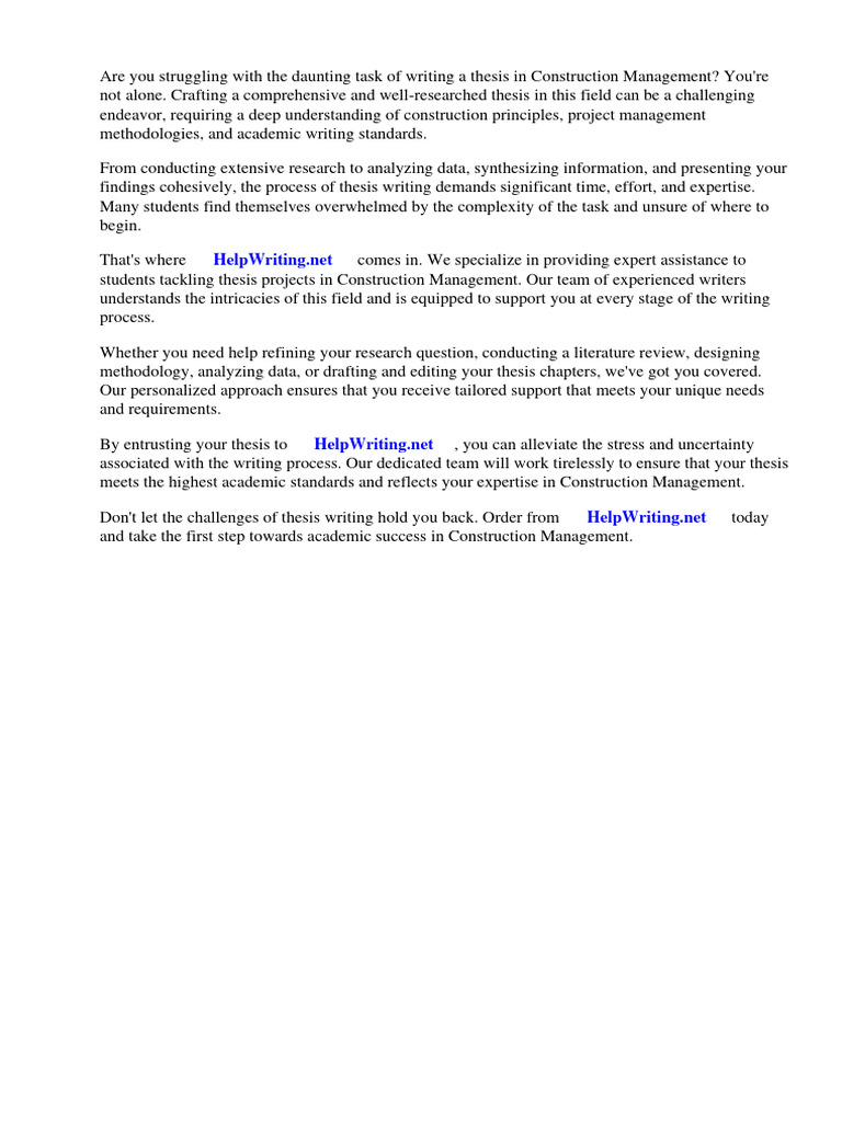 Thesis Construction Management | Download Free PDF | Thesis | Engineering