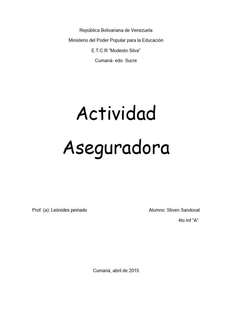 Actividad Aseguradora en Venezuela | PDF | Reaseguro | Seguro