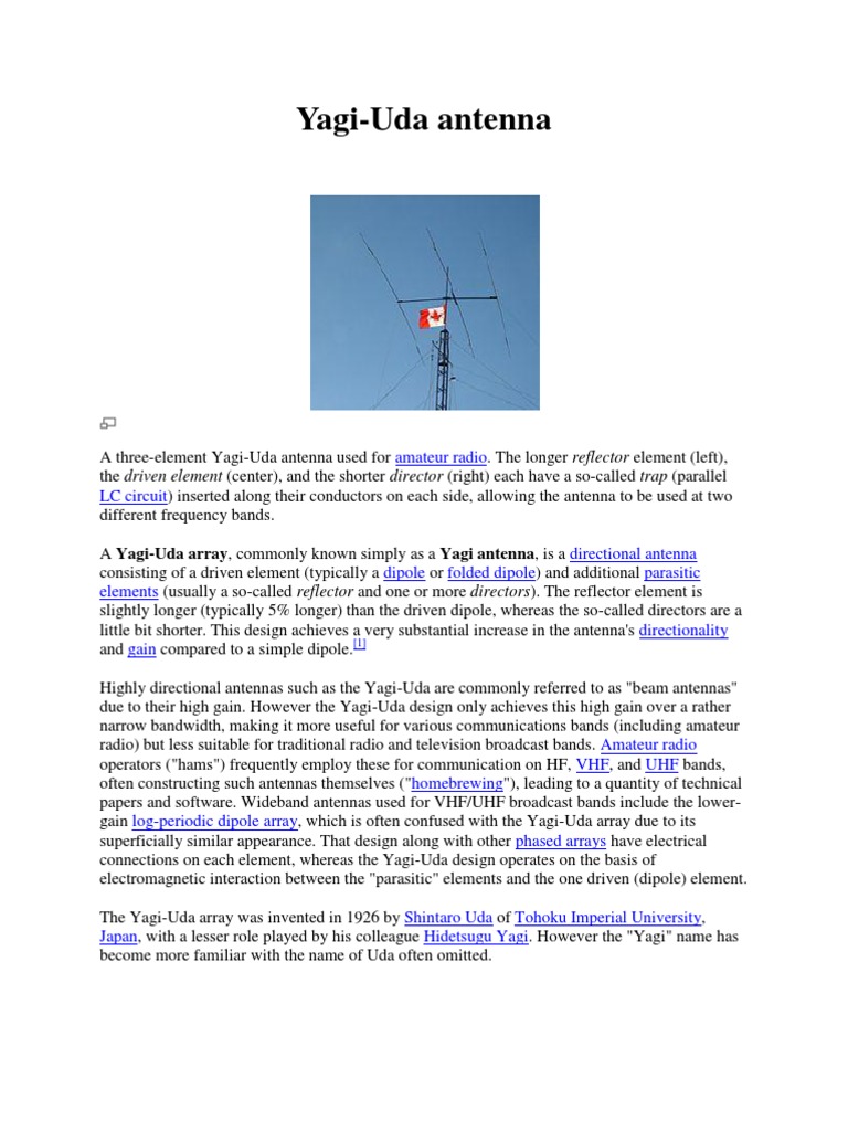 Yagi-Uda Antenna: Amateur Radio LC Circuit | PDF | Antenna (Radio ...