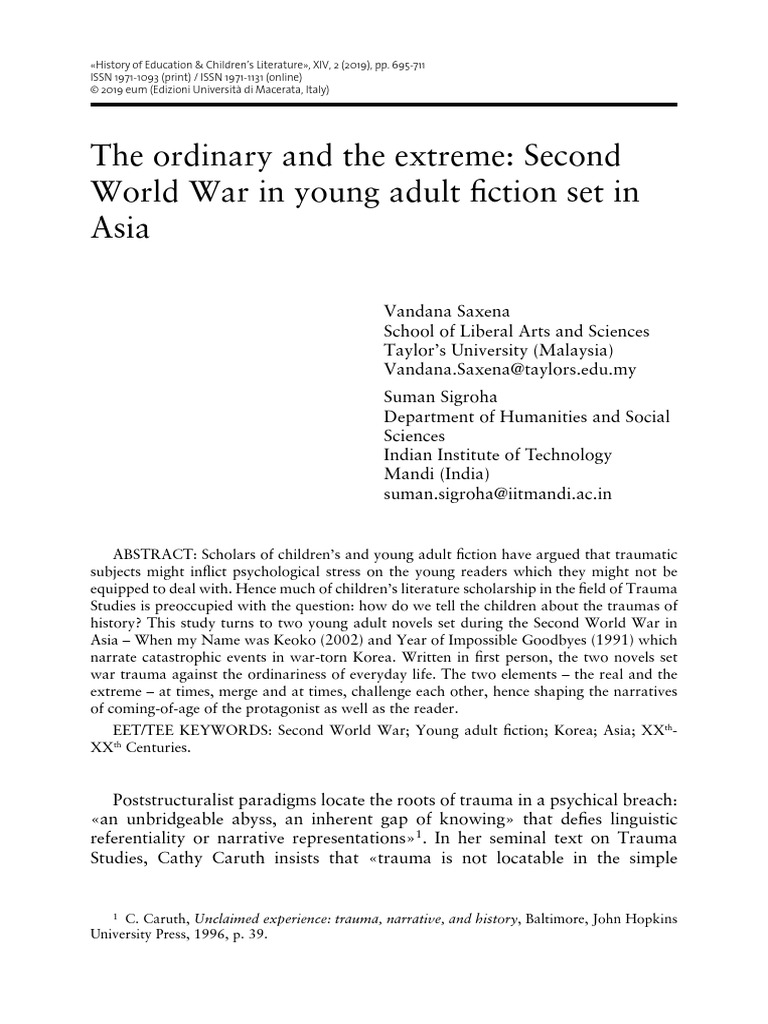 The Ordinary and The Extreme: Second World War in Young Adult Fiction ...
