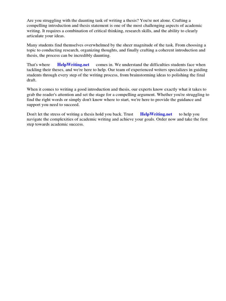 How To Write A Good Introduction and Thesis | PDF