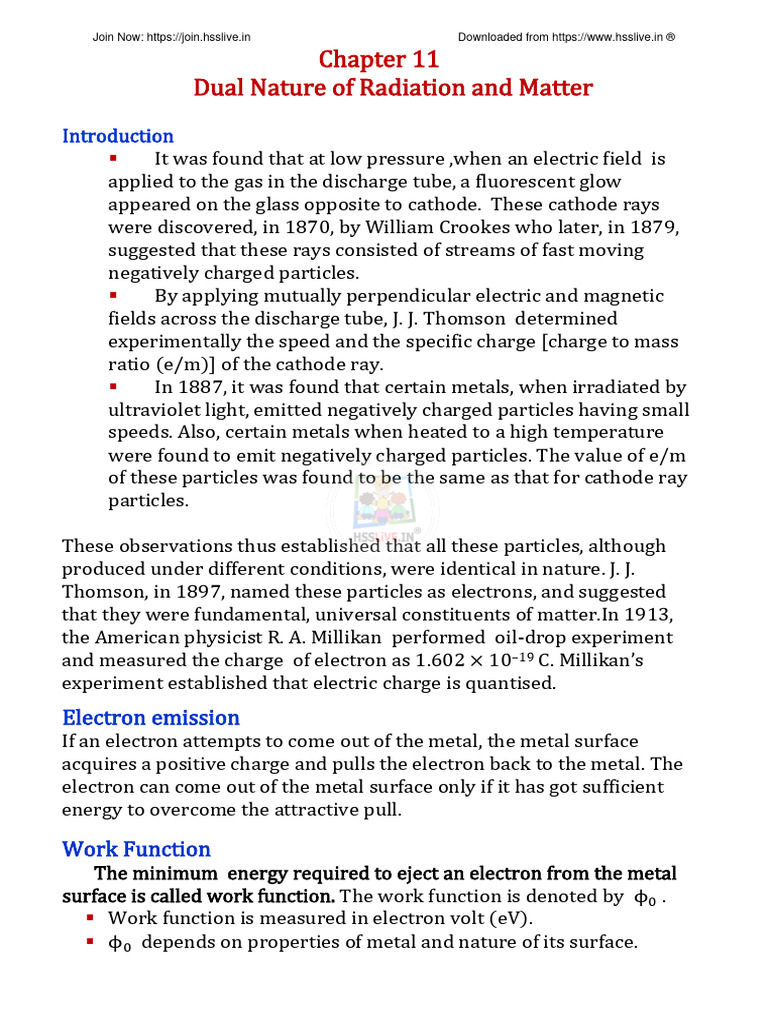 Hsslive - Plus Two Chapter 11 - 2024 | PDF | Photoelectric Effect ...