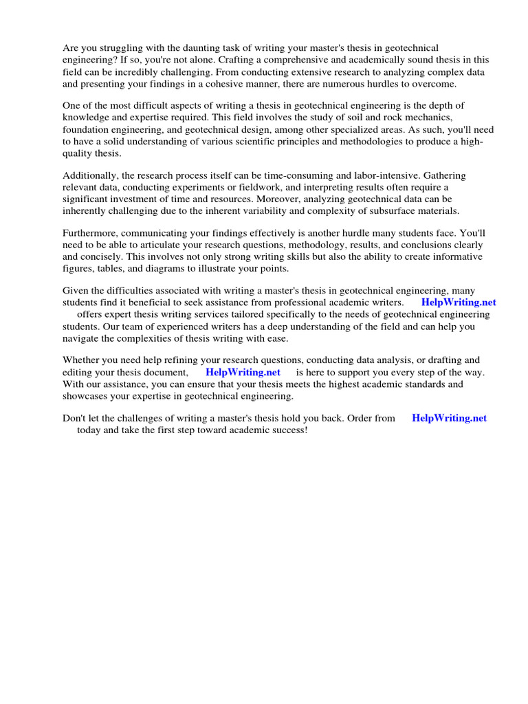 Master Thesis in Geotechnical Engineering | PDF