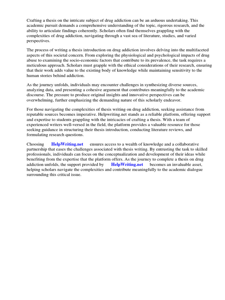 Thesis Introduction About Drug Addiction | Download Free PDF ...