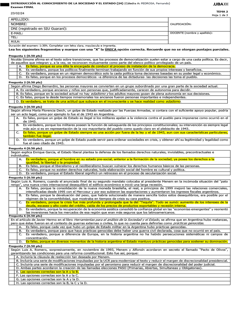 ICSE - Tema 2 - CLAVES DE CORRECCIÓN | PDF