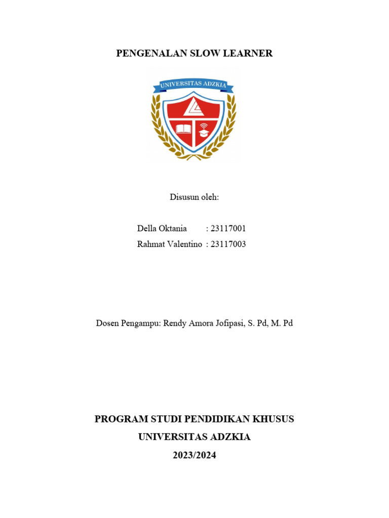 Pengenalan Anak Slow Learner | PDF