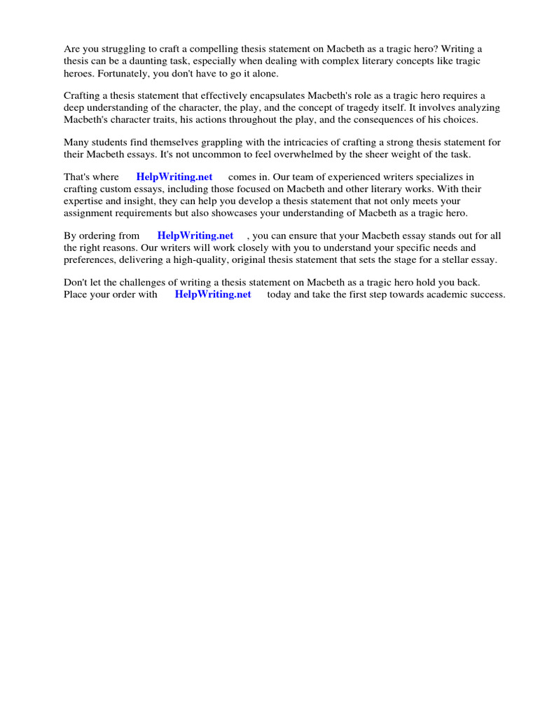 Macbeth Thesis Statement Tragic Hero | PDF | Macbeth