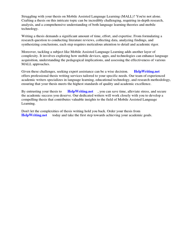 Thesis Help for MALL Students | PDF