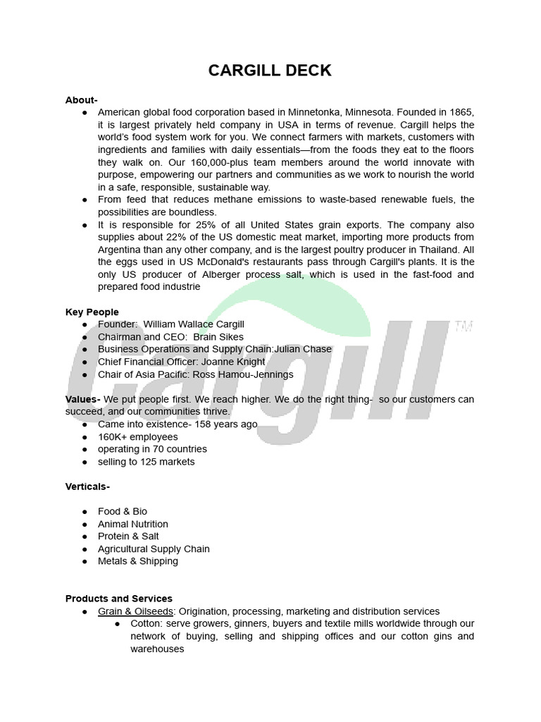Cargill Deck | PDF | Agriculture | Palm Oil