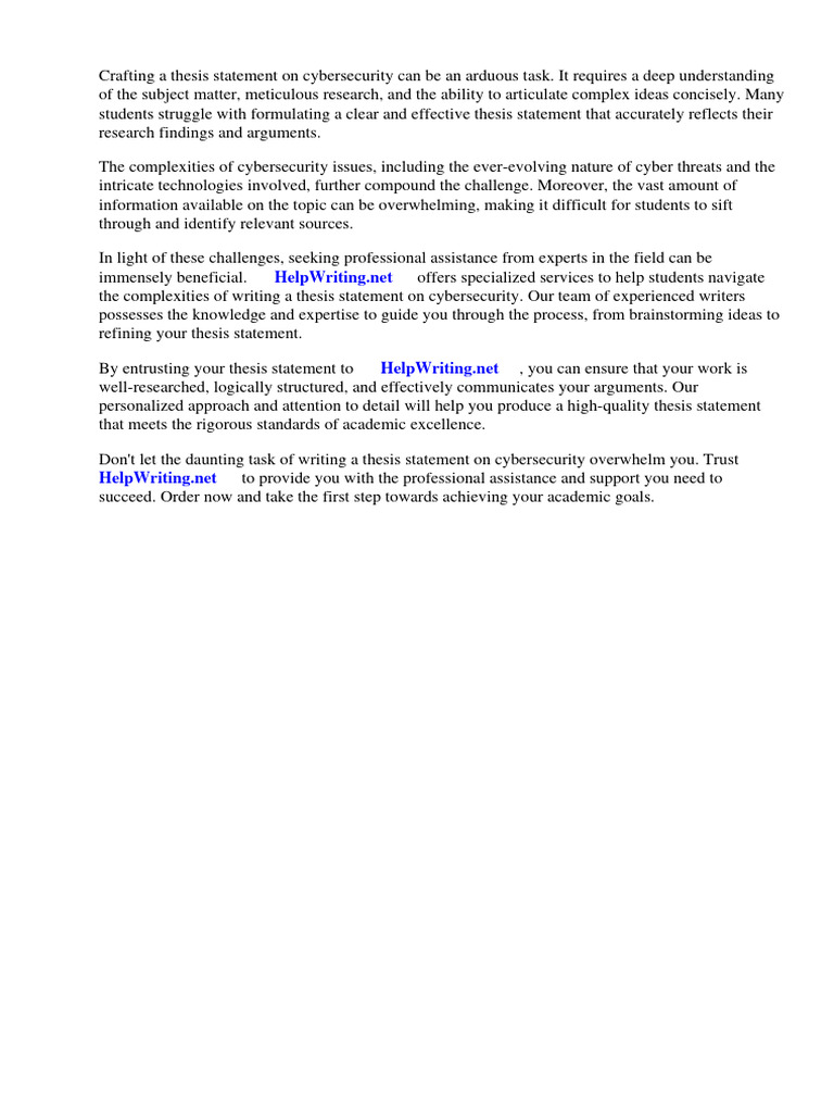 Thesis Statement Cybersecurity | PDF | Security | Computer Security