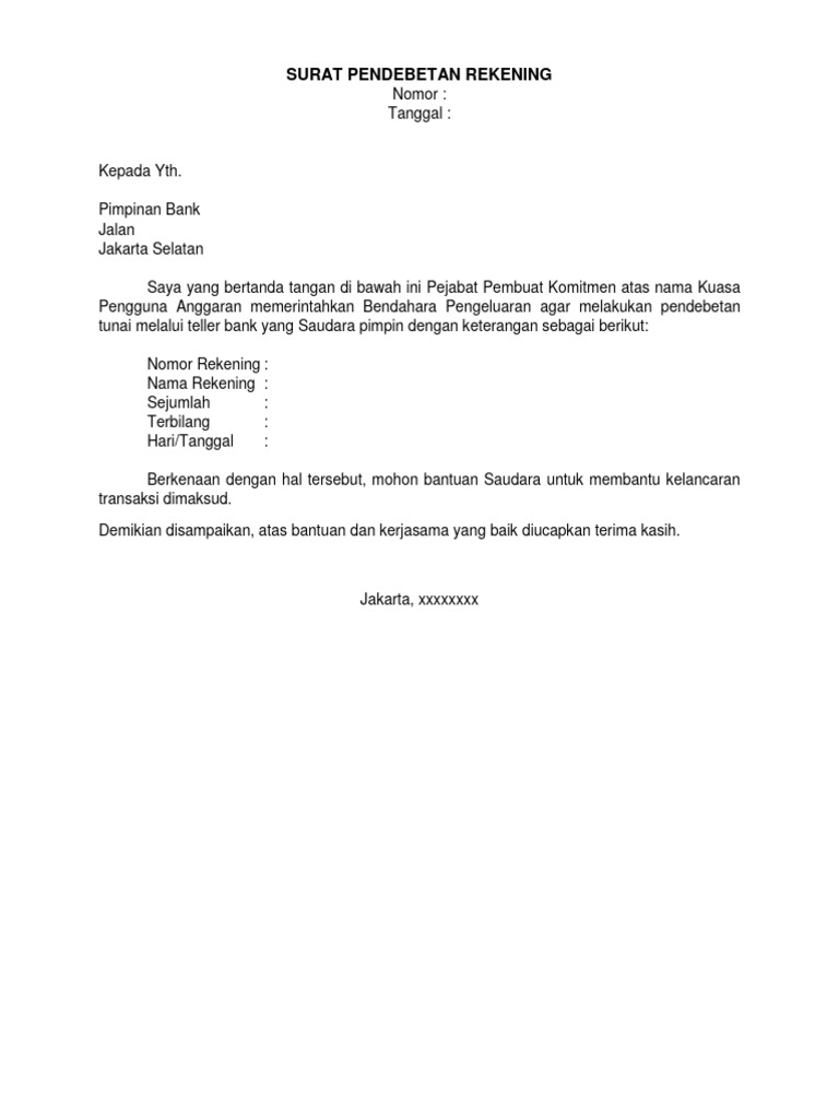 Surat Pendebetan Rekening - SPR 2024 | PDF | Pengelolaan Keuangan & Uang
