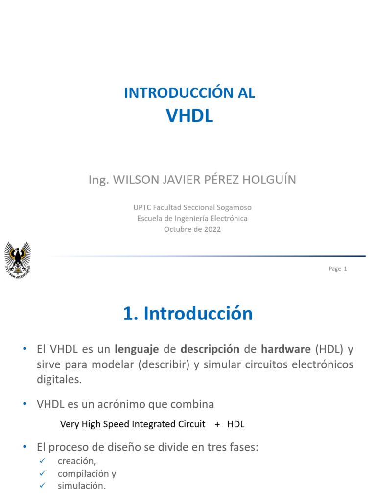 Introducción Al VHDL - v3 | PDF | Vhdl | Tecnologías de la información