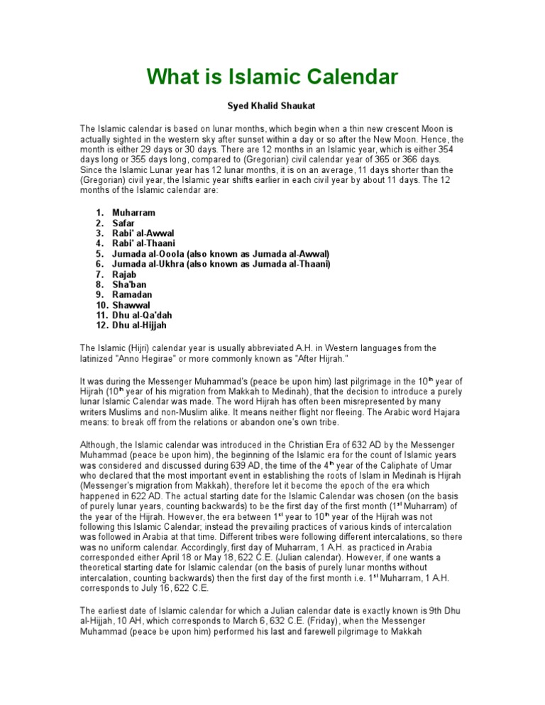 What Is Islamic Calendar | PDF | Monotheistic Religions | Abrahamic ...