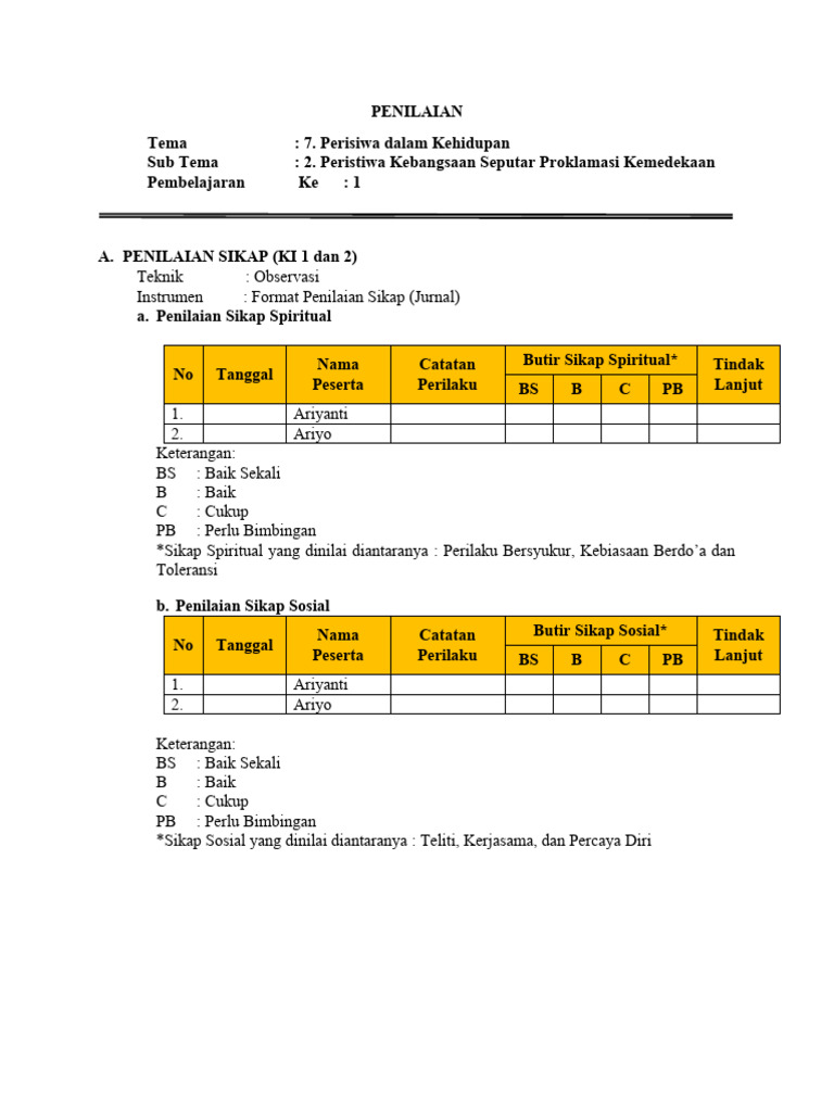 Penilaian T7 ST2 PB 1 | PDF