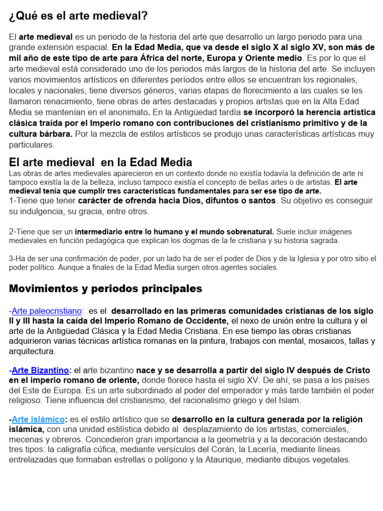 Arte Medieval | PDF | Arte medieval | Edades medias