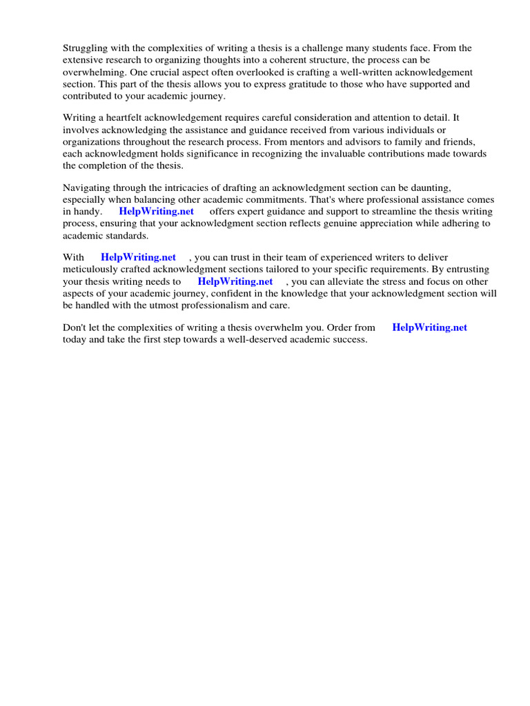 Sample of Acknowledgement For Thesis | PDF | Thesis