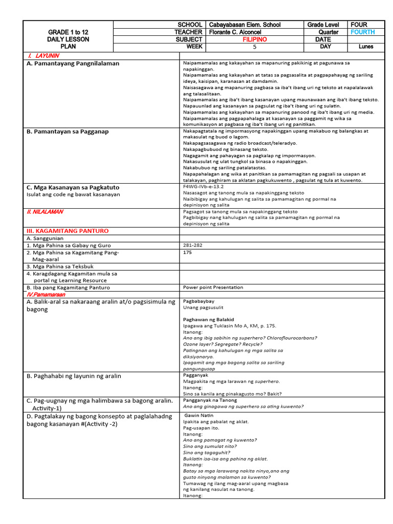 Dlp-Filipino 4 | PDF
