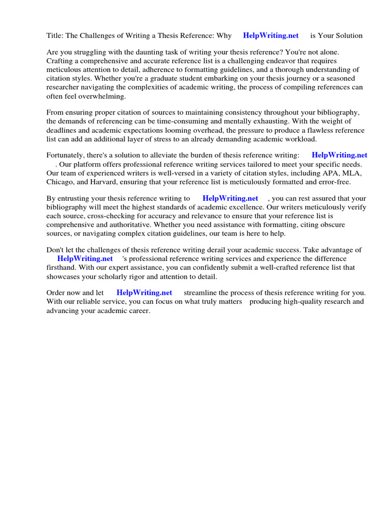 Thesis Reference Writing | PDF | Thesis | Apa Style