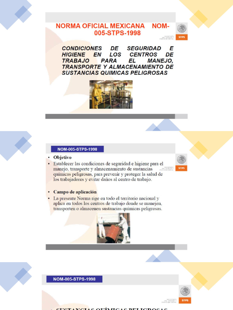 Presentación NOM-005-STPS-1998 | PDF
