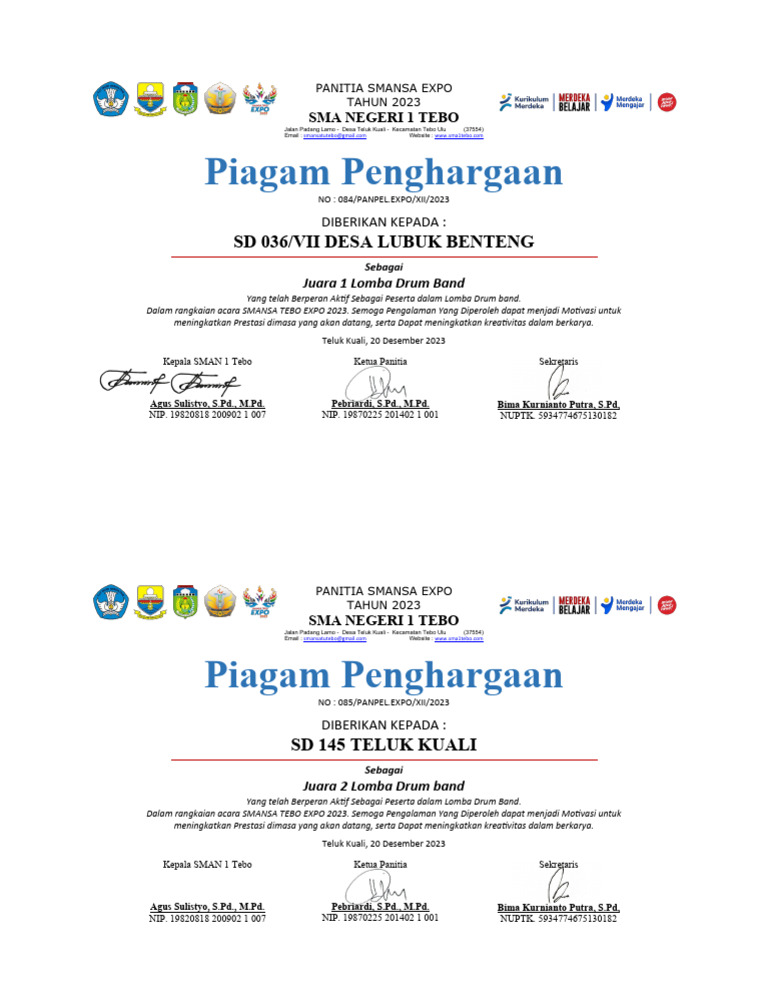 Piagam L. Dram Band | PDF