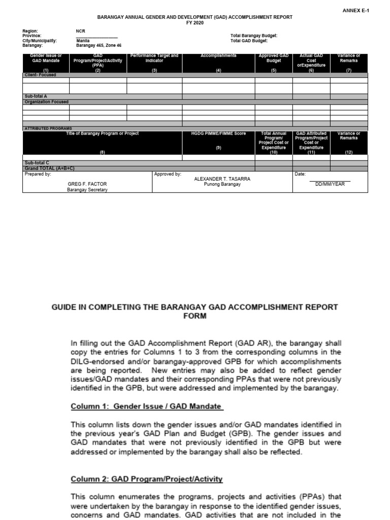 GAD Accomplishment Blank | PDF