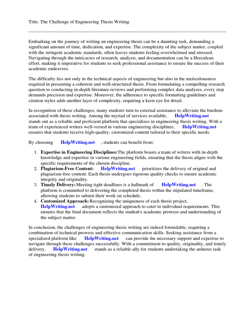 Engineering Thesis Writing | PDF