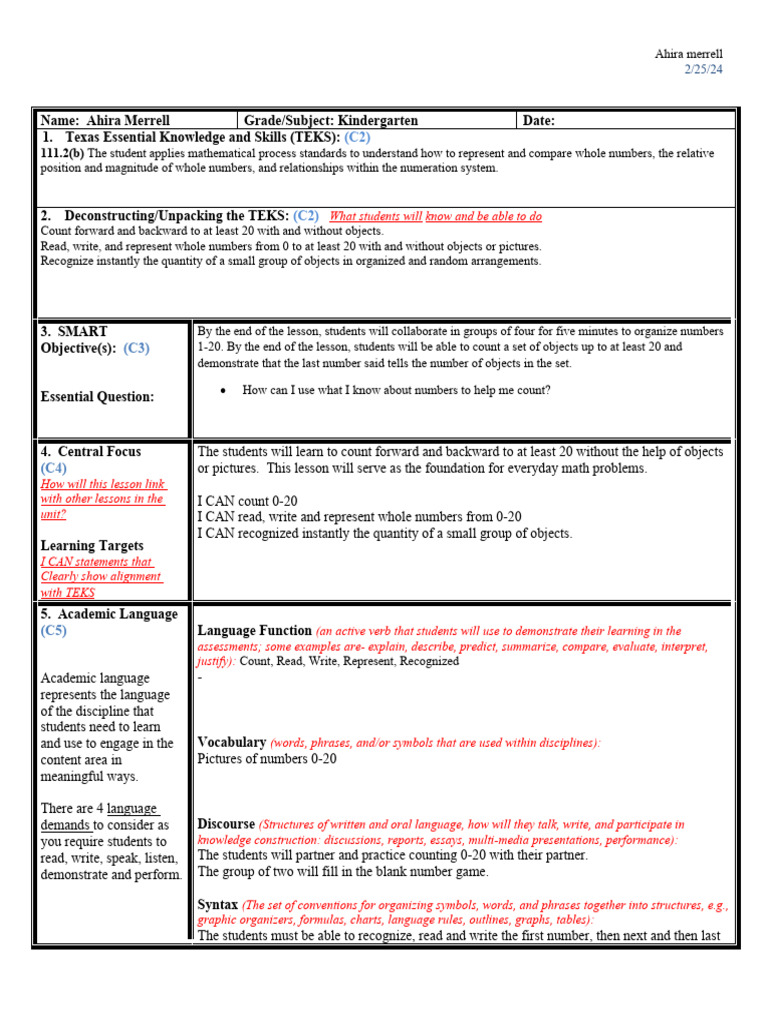 Edtpa Lesson Plan Guide LPG - 1 | Download Free PDF | Learning | Vocabulary