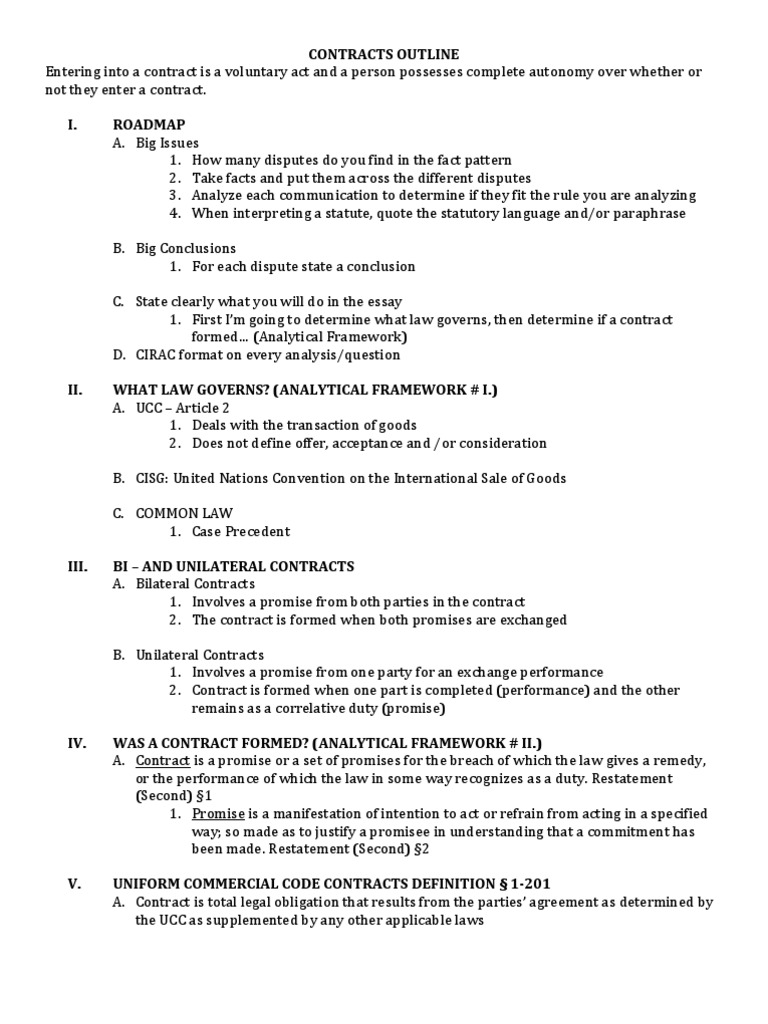 Analysis of Key Contract Law Concepts and the Uniform Commercial Code's ...
