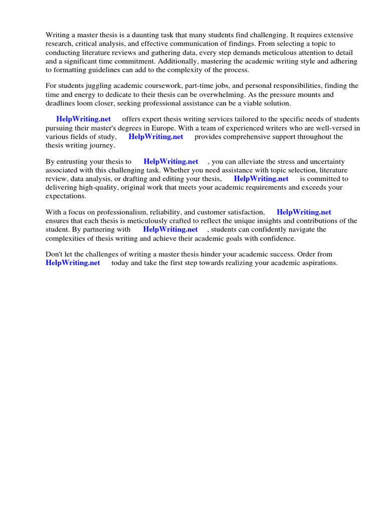 Master Thesis Jobs Europe | PDF | Thesis | Master's Degree