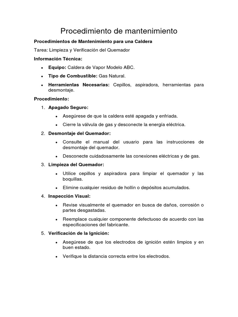 Procedimiento de Mantenimiento | PDF