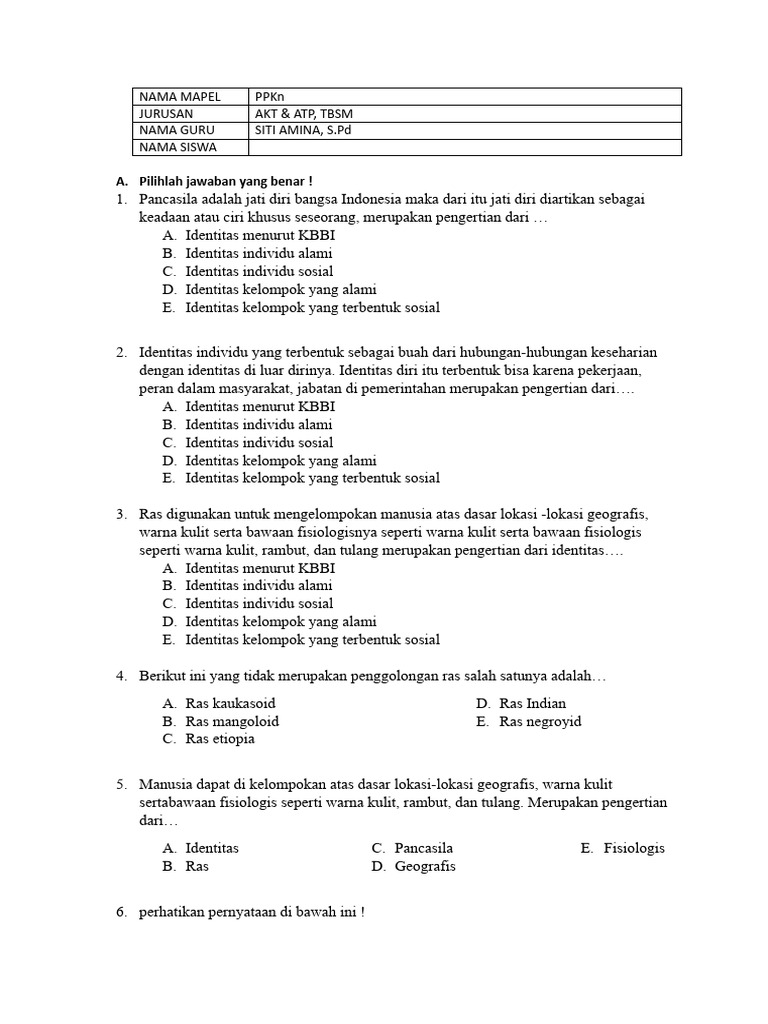 Soal X PPKN Anak | PDF
