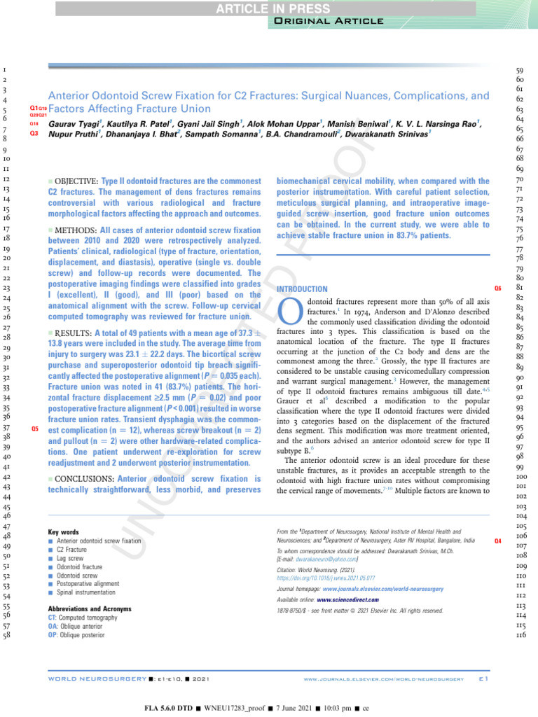 Dens Fracture | PDF | Surgery | Ct Scan