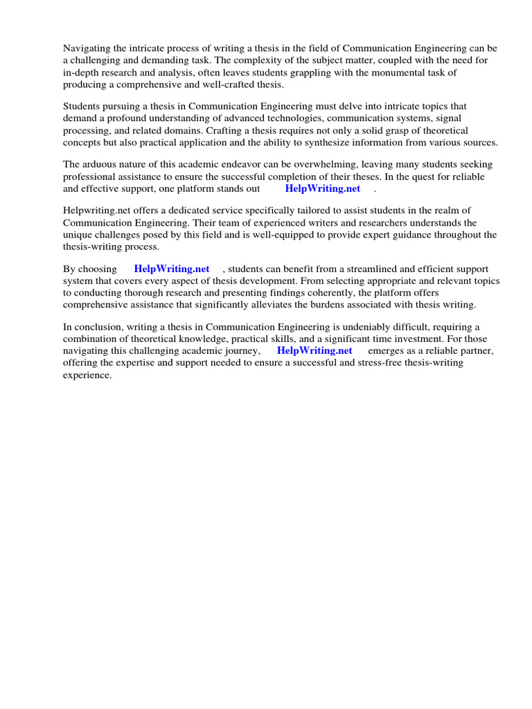Thesis Topics in Communication Engineering | PDF