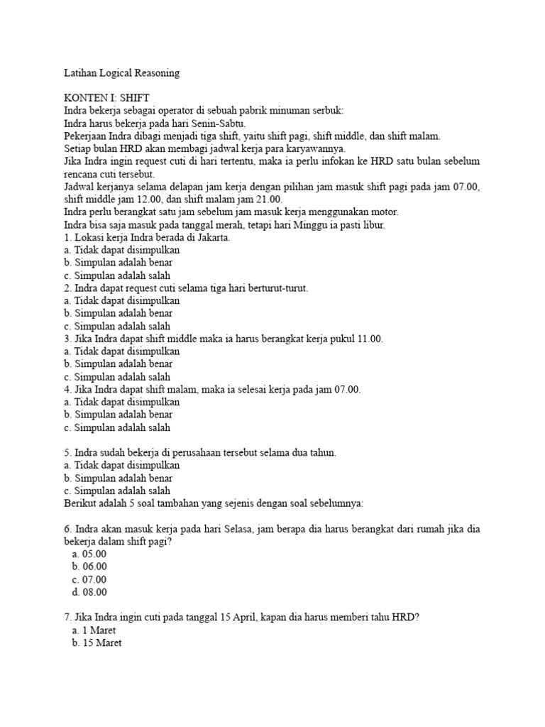 Latihan Logical Reasoning | PDF