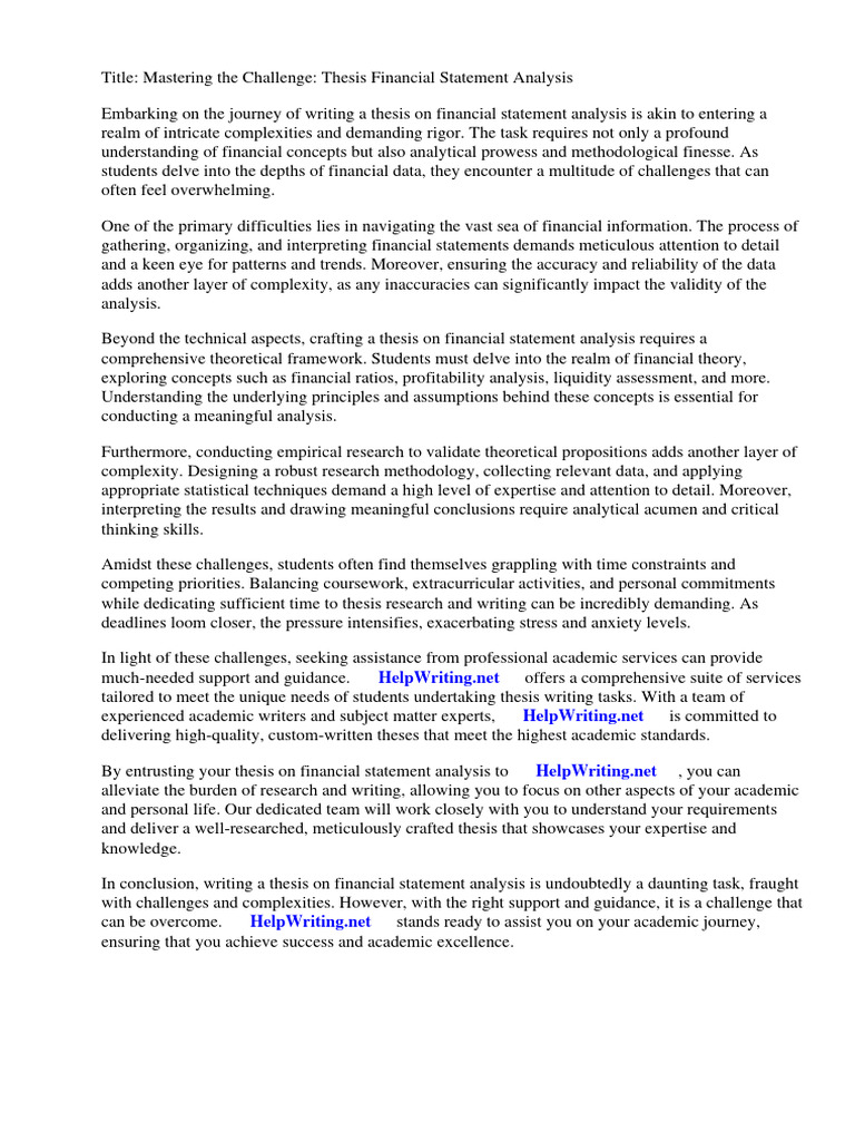 Thesis Financial Statement Analysis | PDF | Equity (Finance) | Margin ...