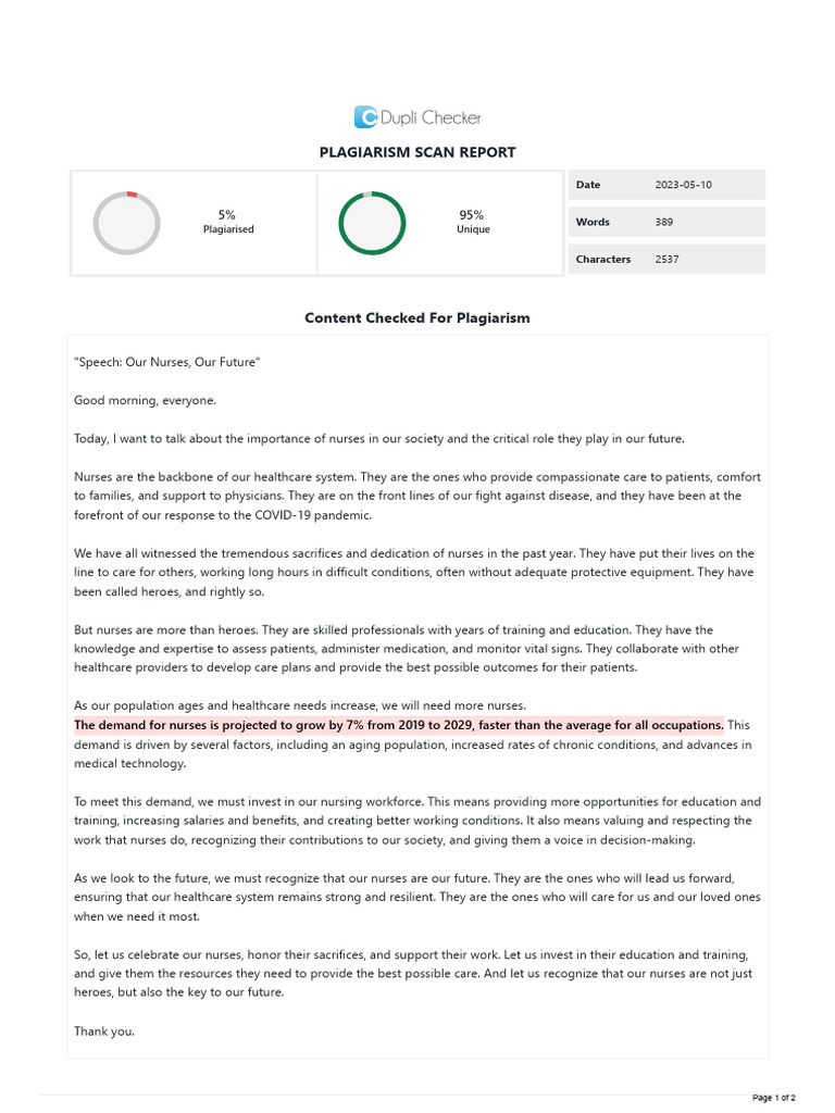 Duplichecker Plagiarism Report | PDF | Nursing | Health Care