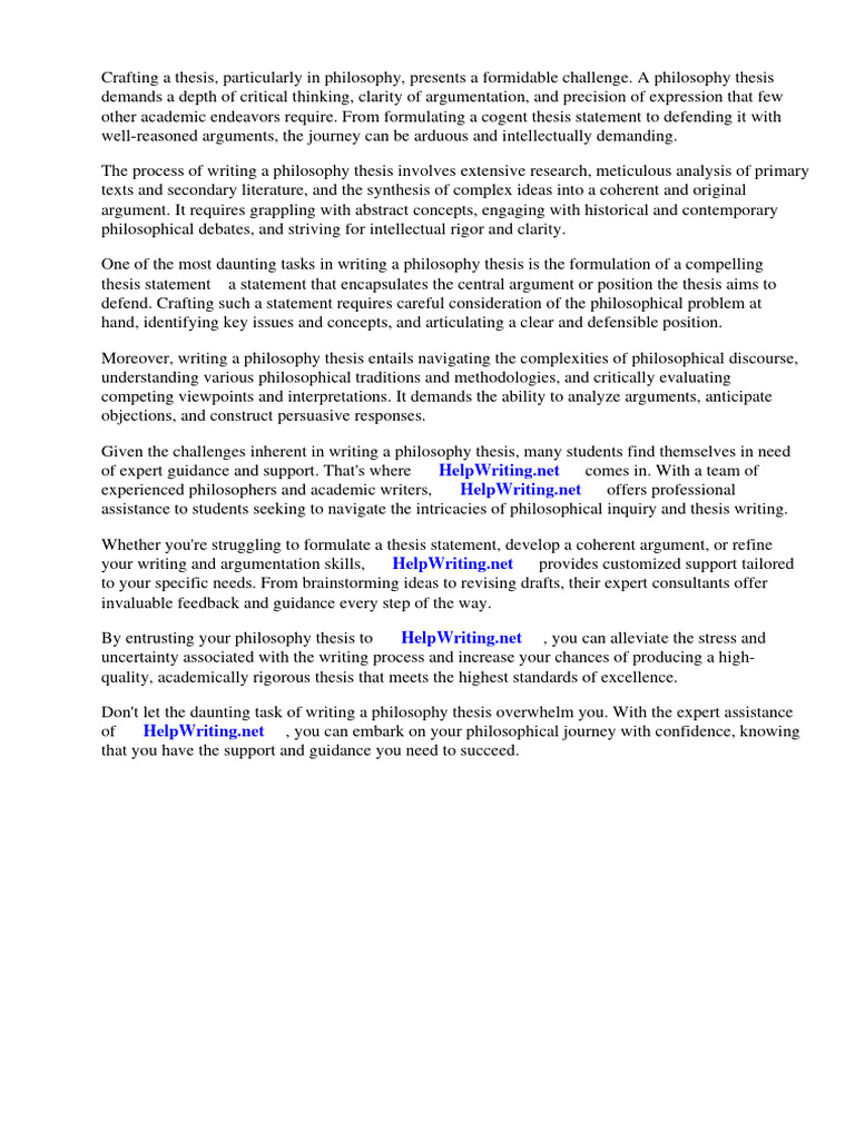Sample Philosophy Thesis Statement | Download Free PDF | Essays | Thesis
