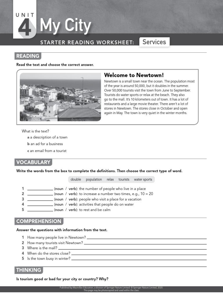 SYM Starter U04 ReadingWorksheets | PDF | Shopping Mall | Verb