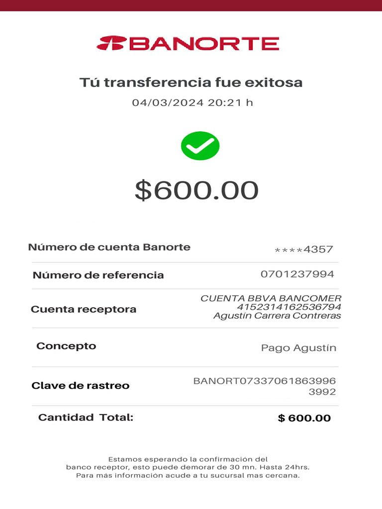 Comprobante de Transferencia Banorte | PDF