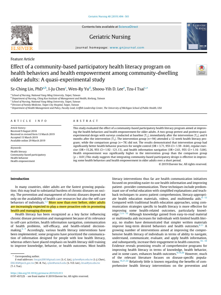 Geriatric Nursing: Feature Article | PDF
